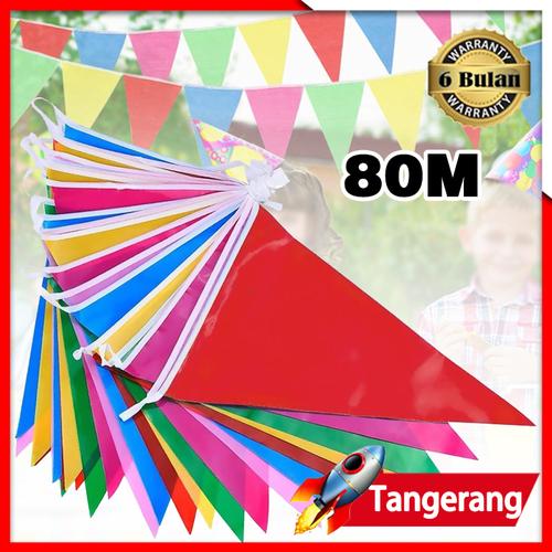 Jual 80 Meter 150Pcs Bendera Segitiga / Bendera Kain Segitiga Warna ...