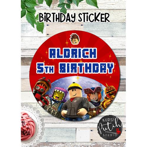 Jual custom birthday sticker tema roblox - Merah, 5cm - Kab. Subang ...