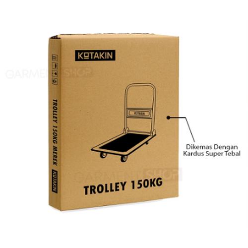Jual gerobak besi hand truck 150kg trolley barang trolley lipat biru ...