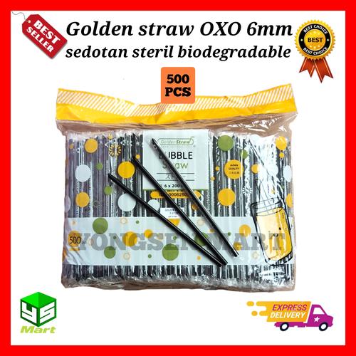 Jual Sedotan plastik hitam steril lancip OXO Golden straw 6mm × 20cm ...