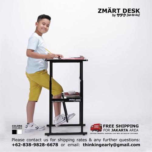 Jual ZMART DESK (Hitam, Roda, Laci Keyboard, Horizontal Bars, No Leg ...