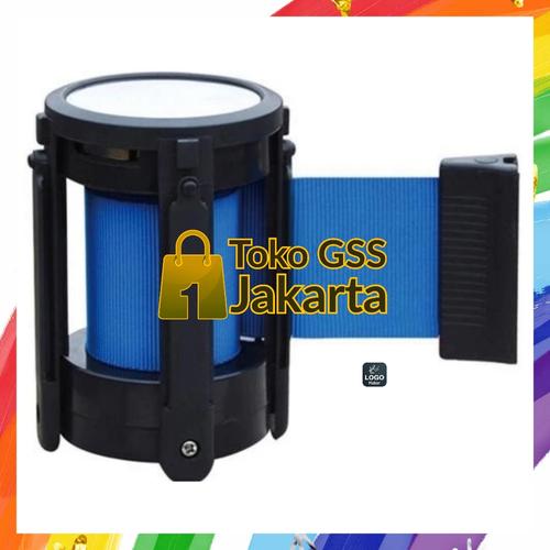 Jual Kepala Tiang Antrian Pita Roll Tiang Pembatas Queue Line - Biru ...