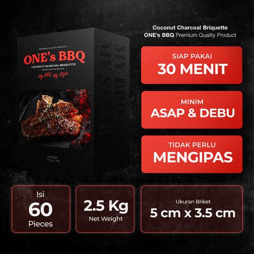 Jual ONES BBQ 2.5 Kg | Briket Arang Batok Kelapa - Coconut Charcoal for BBQ - Kab. Tangerang ...