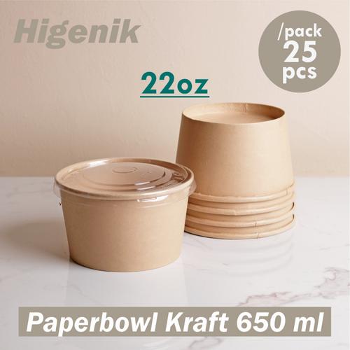 Jual Paper Bowl 650ml Brown Kraft Cokelat / Mangkok Kertas 650ml /Bowl ...