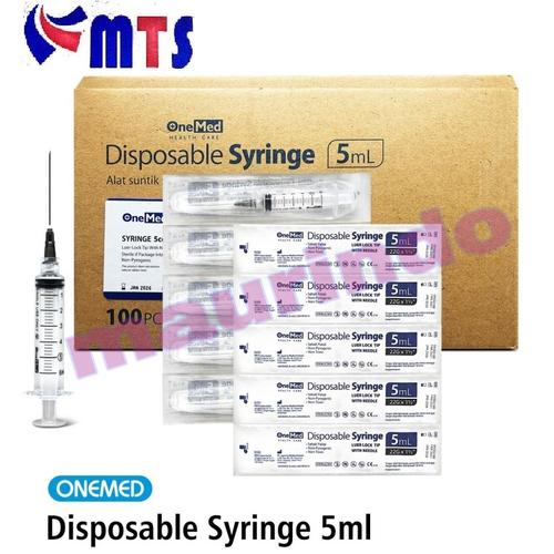 Jual One Med Disposable Syringe 5cc/ml ONEMED SYRINGE WITH NEEDLE ...