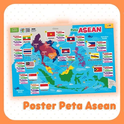 Jual Poster belajar edukasi anak TK SD negara ASEAN wipe and clean ...