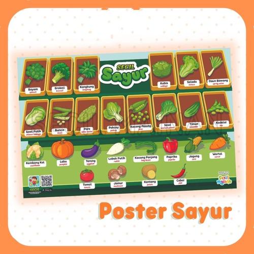 Jual Poster Edukasi Belajar Sayur sayuran Anak TK SD PAUD wipe and ...