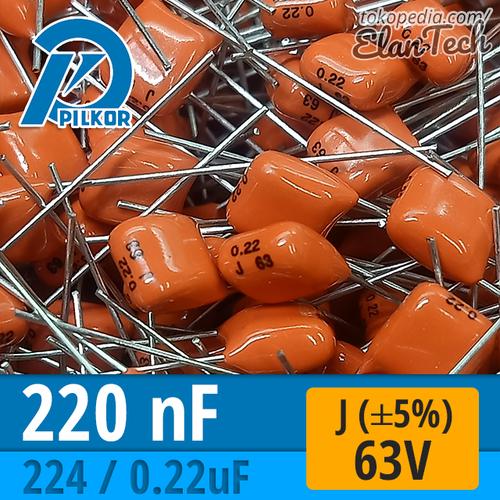 Jual Kapasitor MKT 220nF 63V Pilkor 224 0.22uF Orange Capacitor ...