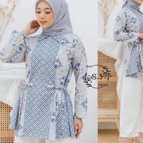 Jual Blouse Andini - Blouse Batik Wanita Seragam Kerja Motif Soft ...