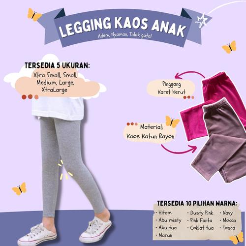 Jual Celana Legging Panjang Anak Usia 3-12 Th Bahan Katun Rayon - Abu ...