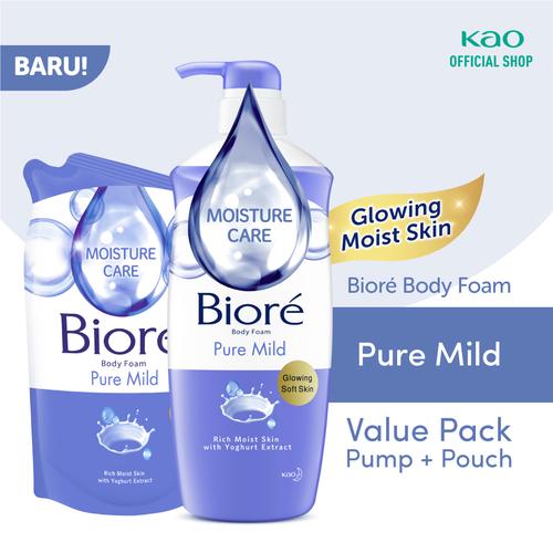 Promo Biore Pure Mild 550ml Pump + 400ml Pouch - Sabun Mandi Cair ...