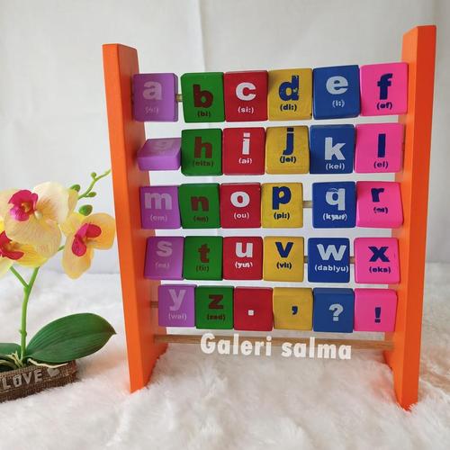 Jual Sempoa Huruf Abjad Warna Mainan Balok Kayu Pintar Edukasi Anak ...