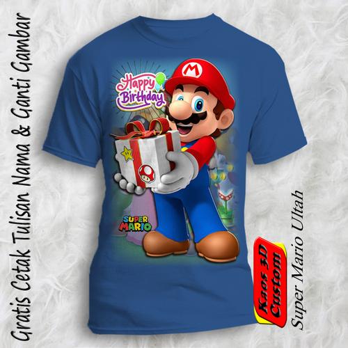 Jual Kaos 3D Custom Ulang Tahun Tema Gambar Super Mario - Biru, Anak 4 ...
