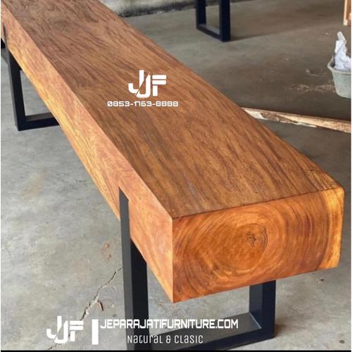 Jual Bench bangku balok rustic kayu solid trembesi 200 cm kaki besi ...
