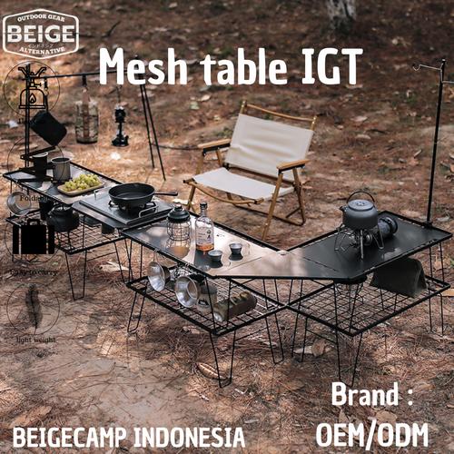 Jual beige meja lipat camping outdoor steel mesh bbq portable - wood ...