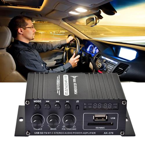 Jual Hi Fi Stereo Audio Amplifier Bluetooth DC 12V 40W - AK370 - Black ...