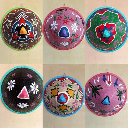 Jual Topi Caping Petani Anyaman Bambu Lukis Hias Cantik Bisa Pesan ...