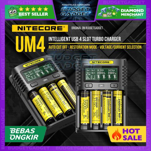 Jual Nitecore UM4 Intelligent Battery Charger 18650 AA AAA 26650 4 Slot ...