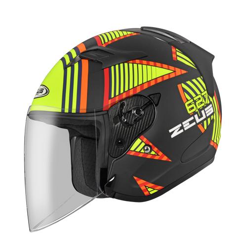 Promo ZEUS ZS 627 MATT BLACK BM10 YEL DOFF HALF FACE SINGLE VISOR - L ...
