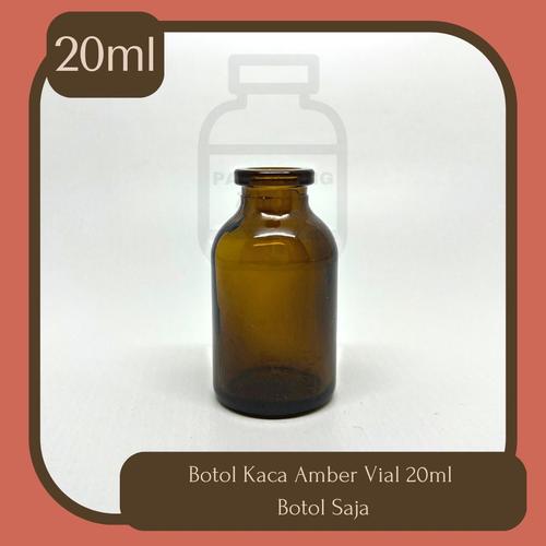 Jual Botol kaca Amber Vial 20ml + Tutup Plastik Donat - Botol Saja ...