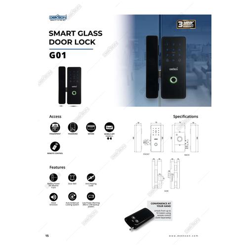 Jual SMART GLASS DOOR LOCK G01 ELECTRONIC LOCK DEKKSON COMPLETE REMOTE ...