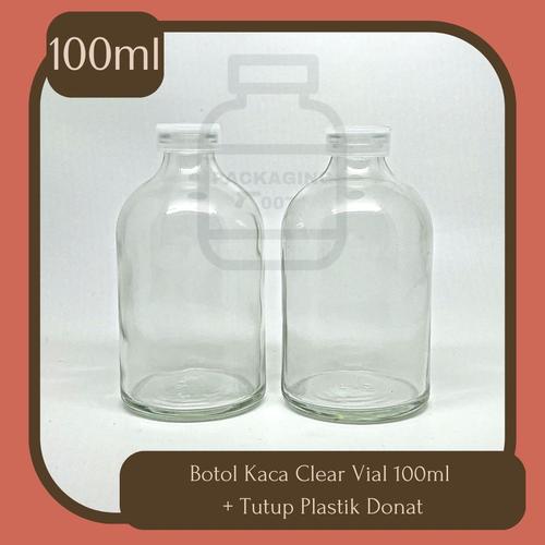 Jual Botol kaca Clear Vial 100ml + Tutup Plastik Donat - Botol Saja ...
