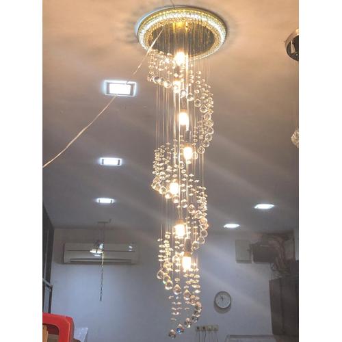 Jual Lampu plafon kristal elegan void tangga raindrop include bohlam ...