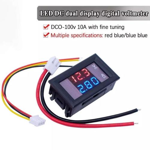 Jual VoltMeter AmpereMeter Digital DC 0-100V 10A Dual Display Volt ...