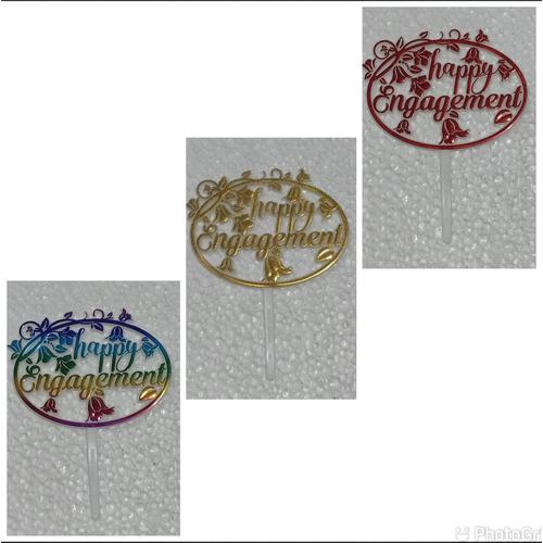 Jual CAKE TOPPER HIASAN KUE JUMBO "HAPPY ENGAGEMENT" motif BUNGA ...