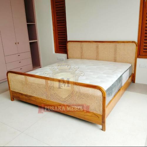 Jual dipan tempat tidur minimalis rotan kayu jati, divan rotan kayu ...