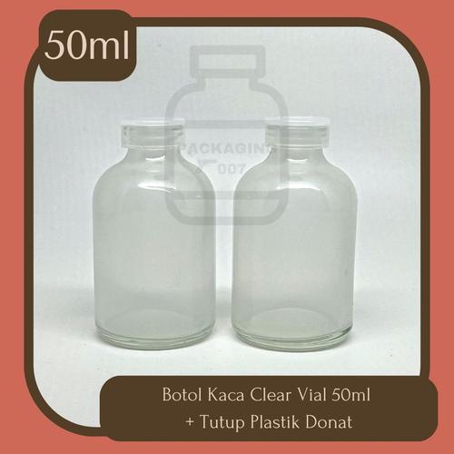 Jual Botol kaca Clear Vial 50ml + Tutup Plastik Donat - Botol Saja ...