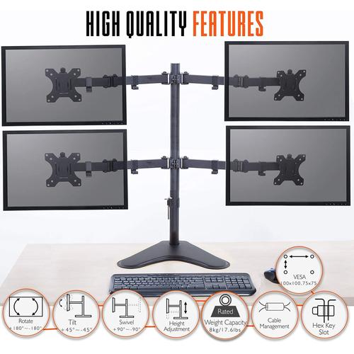 Jual Stand 4 Monitor Arm with Full Articulation VESA Mount 17-27 inch ...