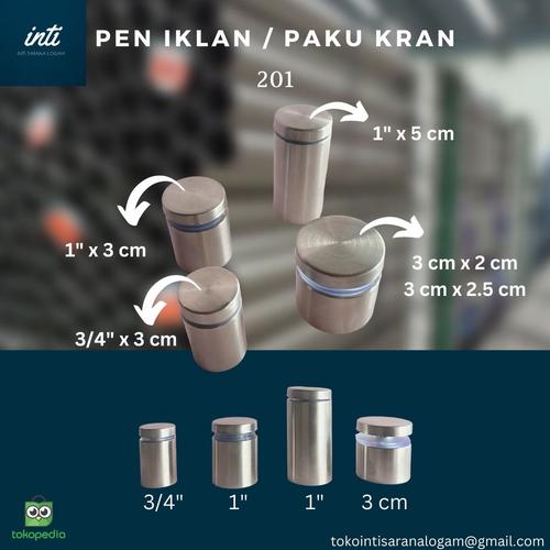 Jual Pen Iklan / Baut Kaca Stainless Steel 201 (1 inch) - 5 CM - Kota ...