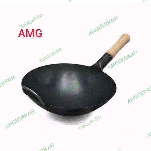 Jual AMG Wok Pan Baja Hitam 43 cm Anti Lengket Siap Pakai untuk Masakan ...