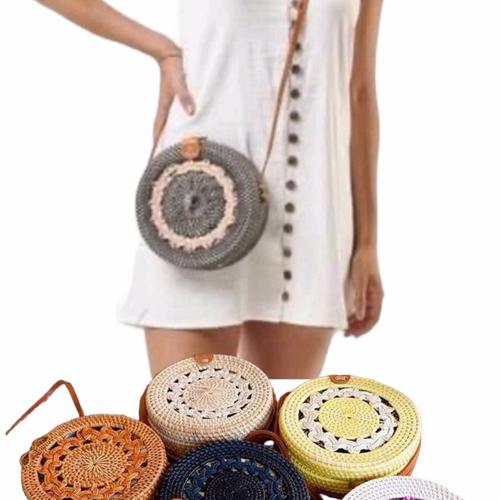 Jual Tas rotan Bali bulat motif dobel ulir ukuran 20 cm harga termurah ...