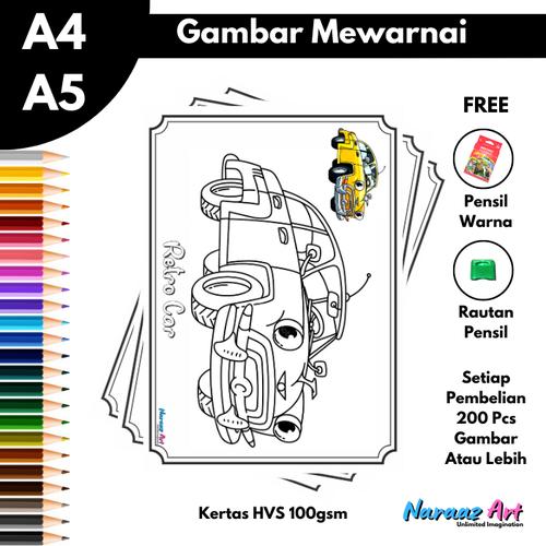 Jual Gambar Mewarnai Mobil Jadul Gambar Sketsa Mobil Retro Untuk TK SD ...