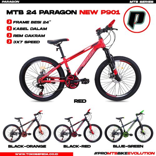 Jual Sepeda Gunung MTB 24 26 inch Paragon p901 3 x 7 speed - 24" RED ...