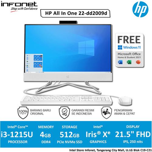 Jual HP All In One PC 22-DD2010D I3-1215U 4GB 512GB SSD 21.5 FHD IPS ...
