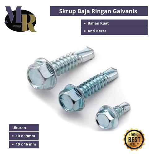 Jual Baut Baja Ringan Skrup Galvanis 10x16 10x19 Sekrup Baud Roofing ...