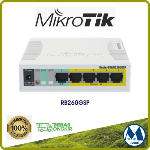 Jual MikroTik RB260GSP / RB-260GSP / RB 260GSP Switch 5 (4 PoE) Port ...