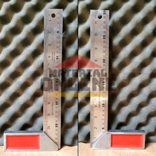 Jual Ready Penggaris Siku Ukur Sudut Garisan Besi Stainless Tebal ...