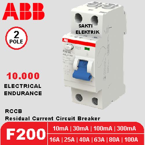 Jual ELCB ABB 2 Pole F200 sensitivitas 30mA, 300mA (ada indikator) - F202 25A 30mA - Jakarta ...