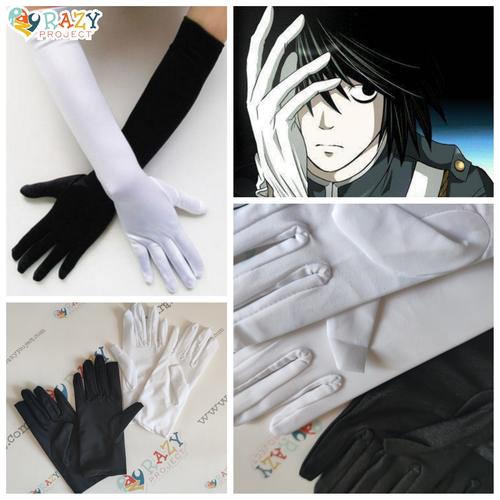 Jual Gloves Sarung Tangan Satin Panjang Pendek Hitam Putih Cosplay ...
