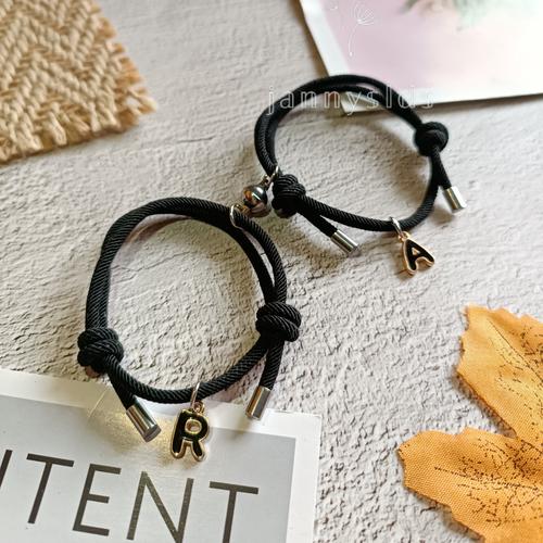 Jual gelang couple inisial huruf magnet bisa request huruf - single ...