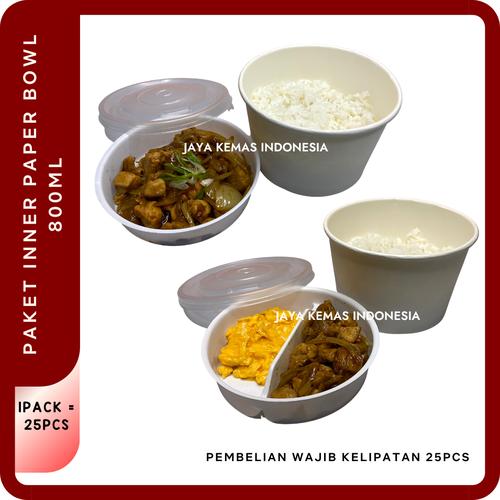 Jual Paper Bowl 650ml / 800ml DENGAN Tutup dan Inner Tray - Inner sekat ...