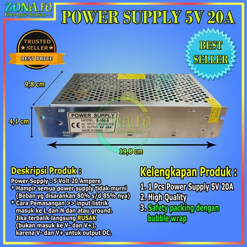 Promo Power Supply 5V 20A / PSU 5V 20A Switching Power - Kota Tangerang ...