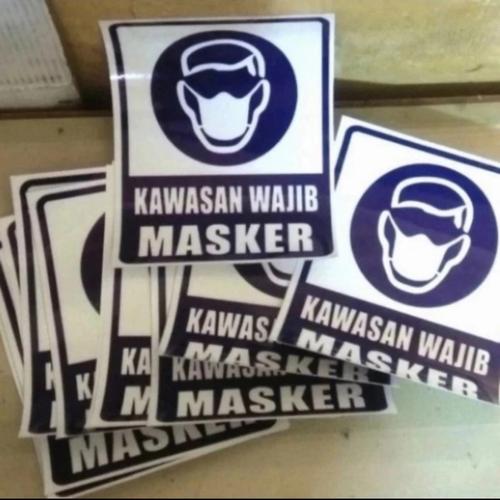 Jual STIKER SIGN 25×20cm KAWASAN WAJIB MASKER. Rambu k3 safety ...