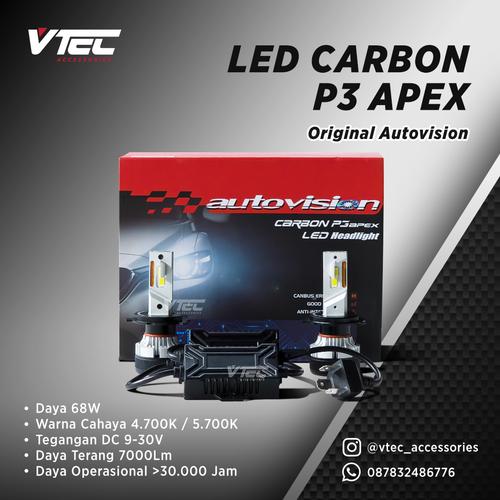 Promo LED Carbon P3 Apex Autovision 68 Watt Canbus H4 H7 H8 H9 H11 HB3 ...
