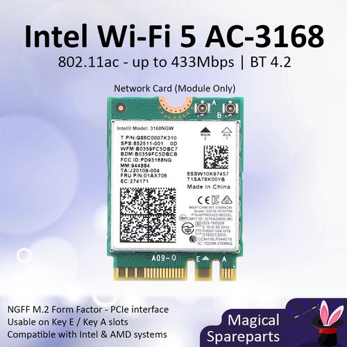 Jual Intel Wi-Fi 5 AC 3168 NGFF M.2 Wireless Network Card WiFi BT ...