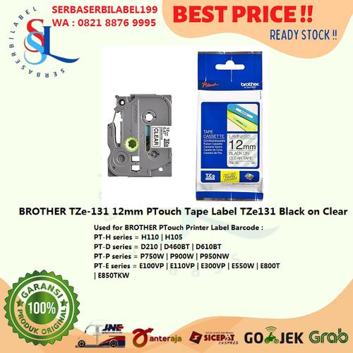 Jual BROTHER TZe-131 12mm PTouch Tape Label TZe131 Black on Clear ...